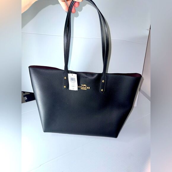 Coach | Bags | Nwot Black Coach Leather Town Tote | Poshmark